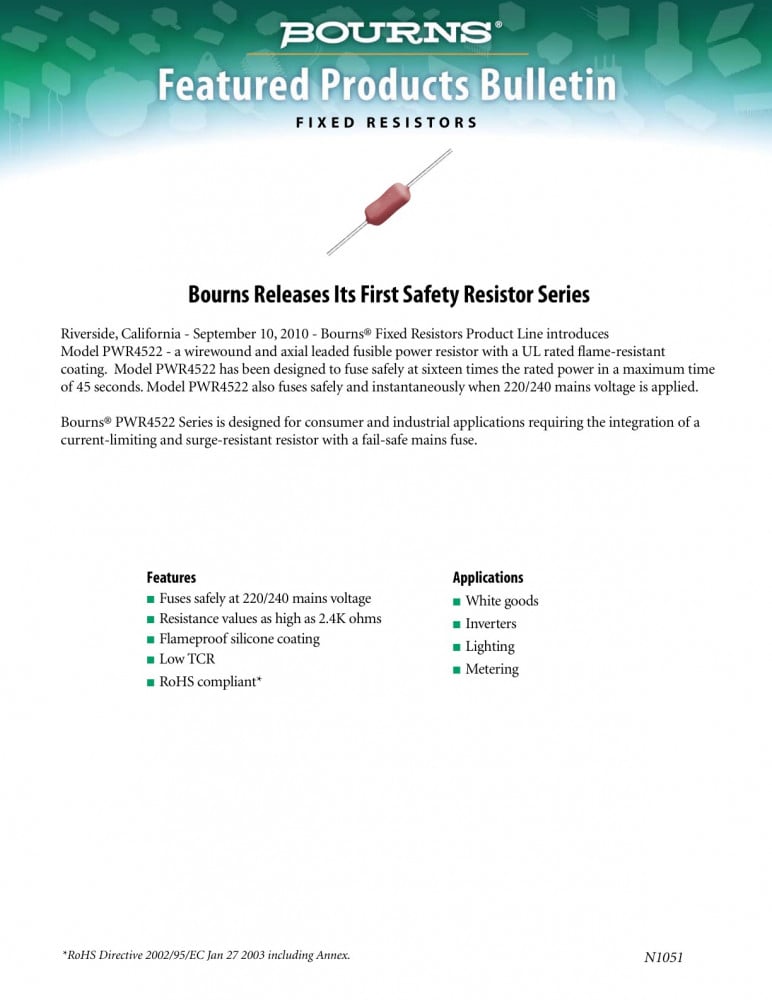 BOURNS PWR4522 series technical document preview