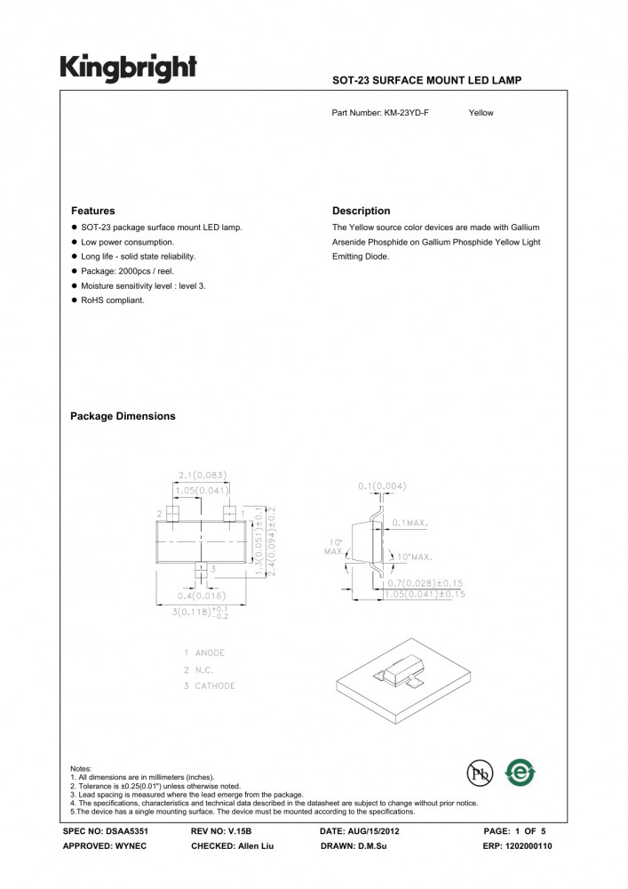 KM-23YD-F datasheet page 1