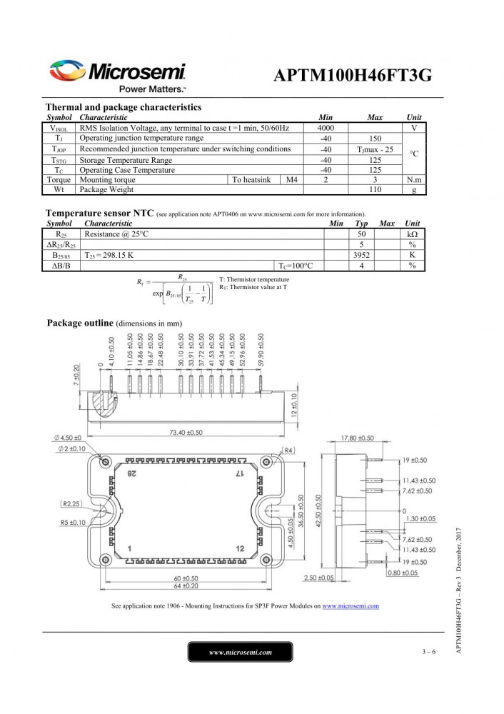 APTM100H46FT3G datasheet page 3