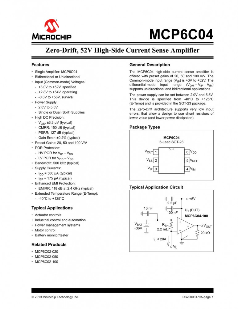 MCP6C04 datasheet page 1