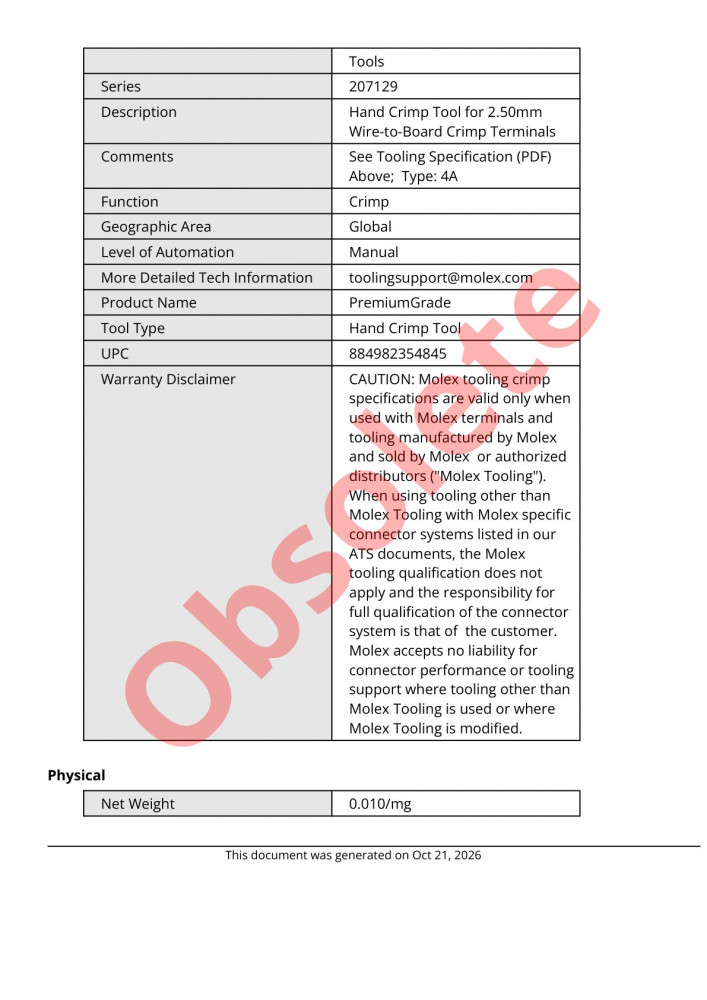 Molex tooling document, page 2
