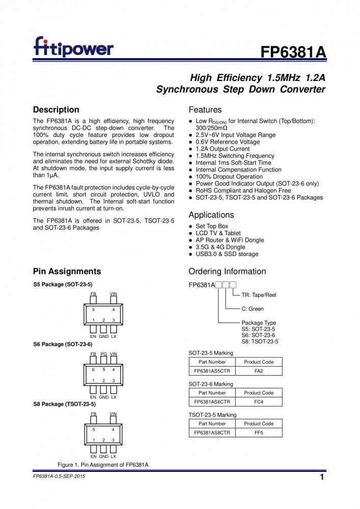 FP6381A datasheet page 1