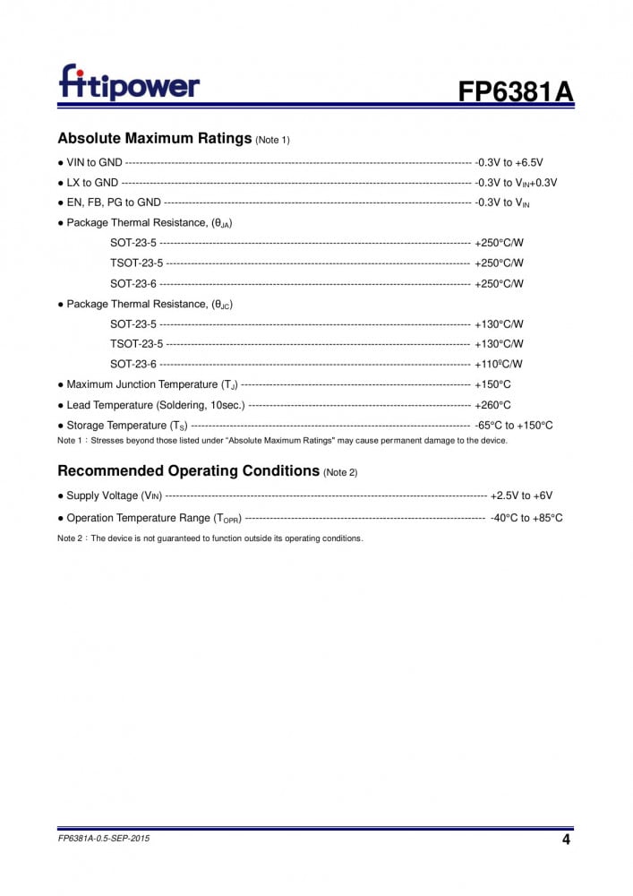 FP6381A datasheet page 4