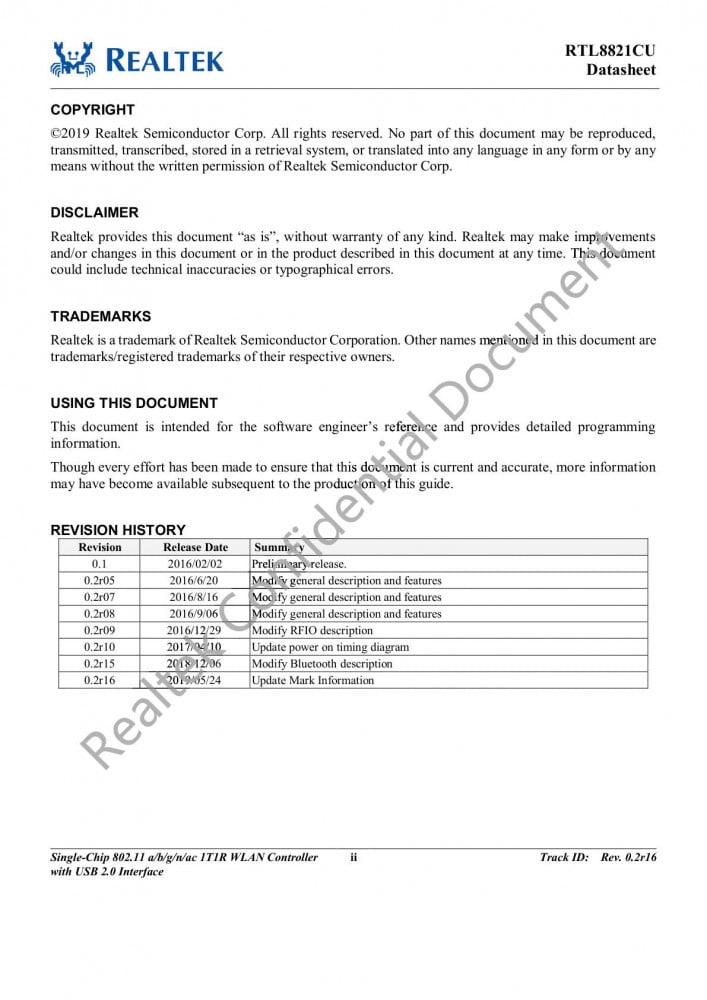 RTL8821CU-CG datasheet page 2
