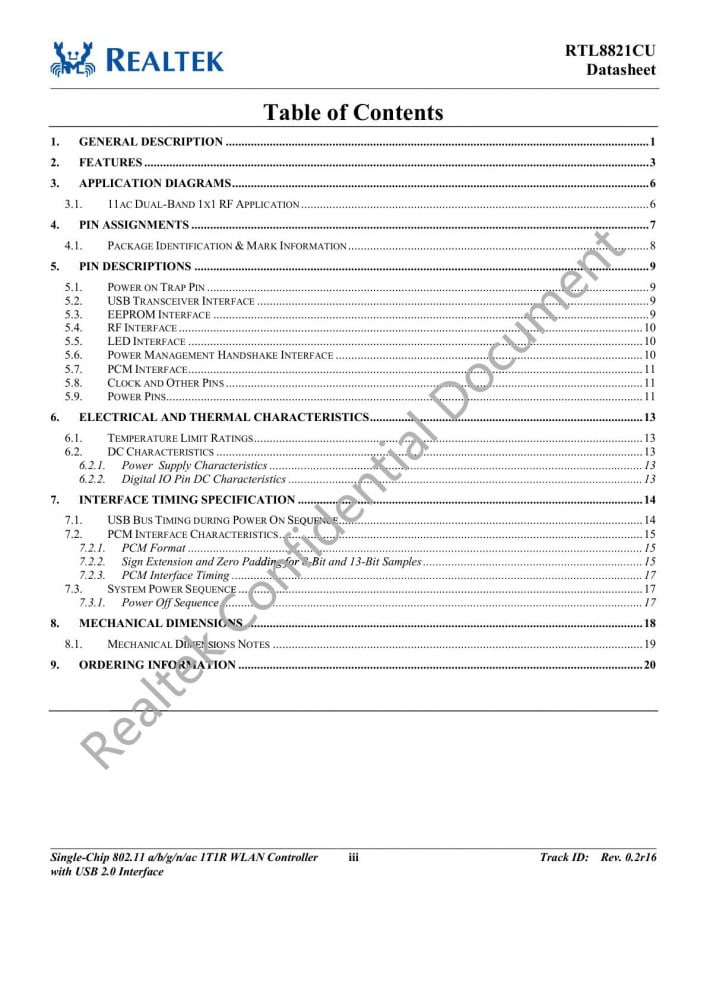 RTL8821CU-CG datasheet page 3
