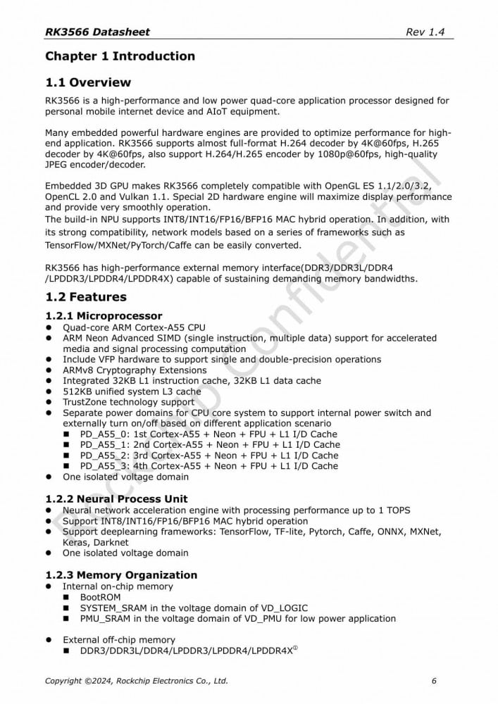 RK3566 datasheet page 6
