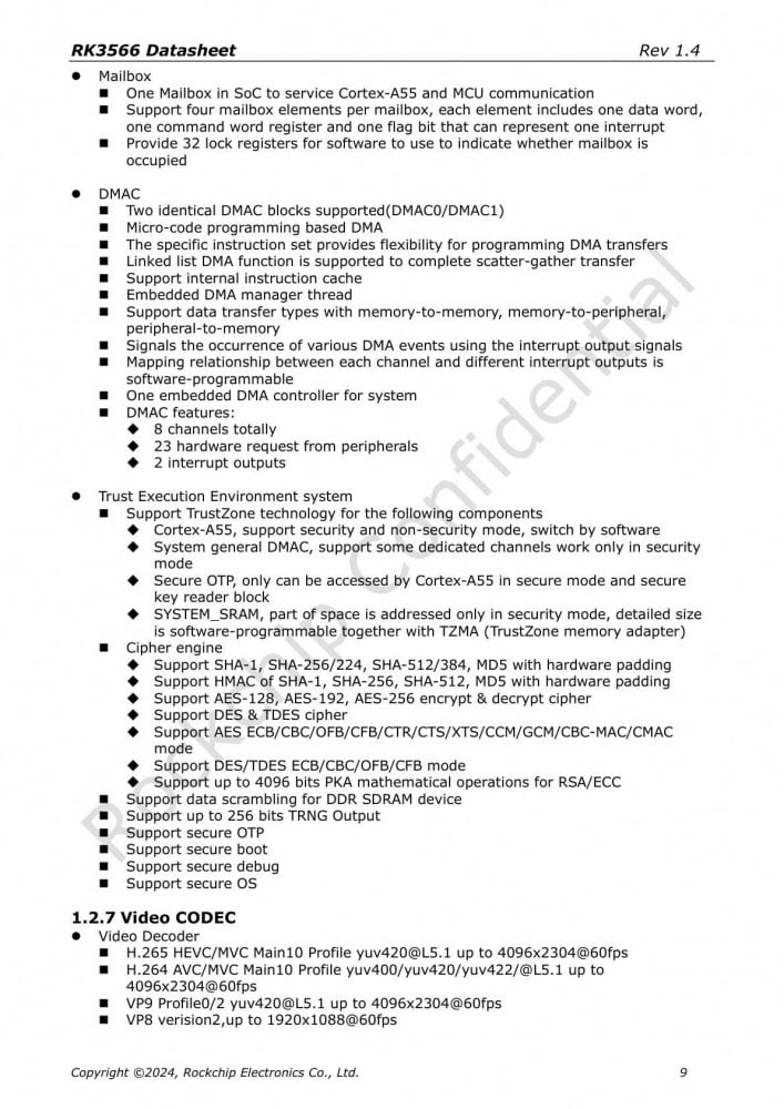 RK3566 datasheet page 9