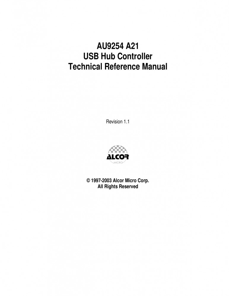 AU9254A21 technical reference manual page 1