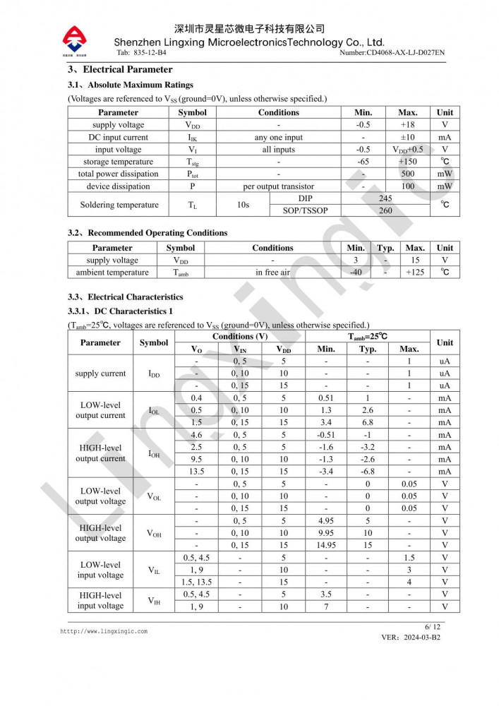 CD4068BE(LX) datasheet page 6