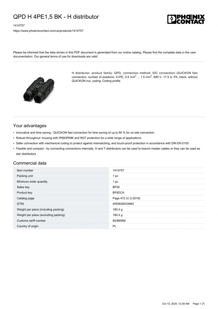 Phoenix Contact 1414757 document page 1