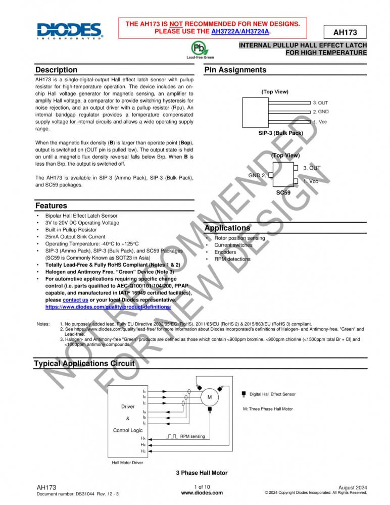 AH173 datasheet page 1