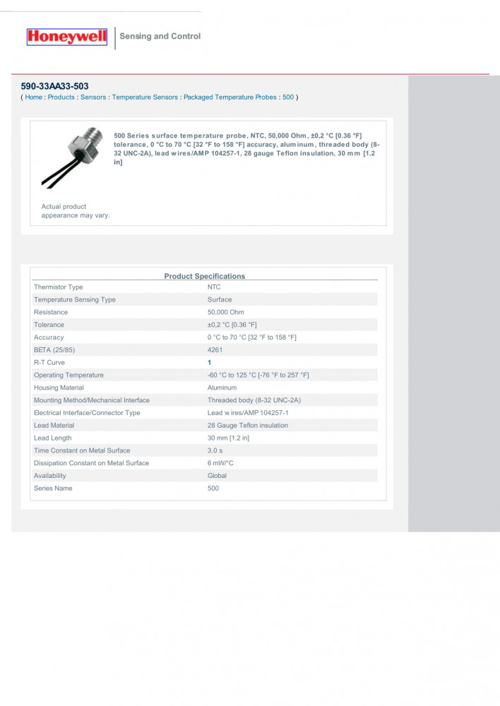 Honeywell 590-33AA33-503 product documentation