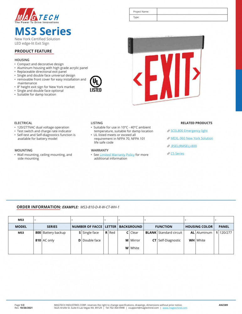 MS3 Series technical document page 1