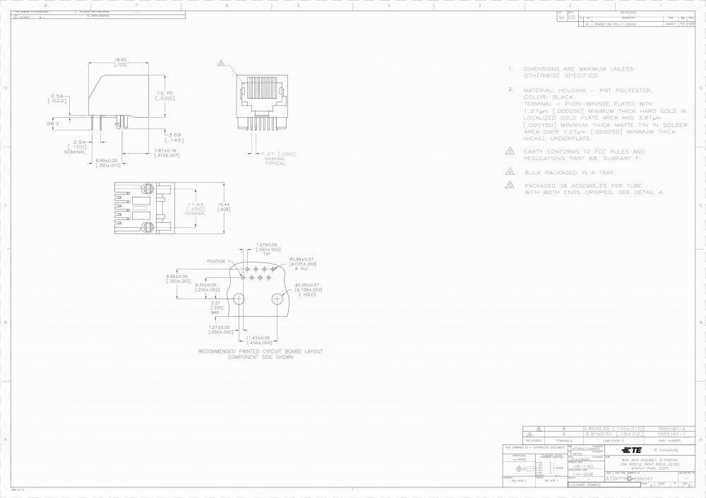 TE Connectivity 5555167-1 technical drawing preview