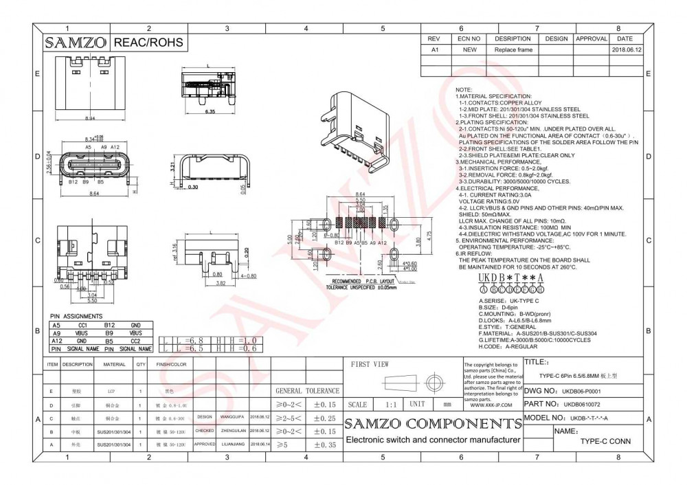 SAMZO UKDBBTAAA technical drawing preview