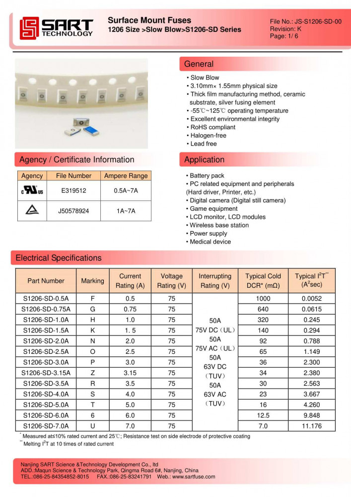 SART 1206-SD technical document page 1