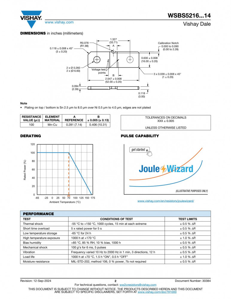 WSBS5216L1000JK14 datasheet page 2