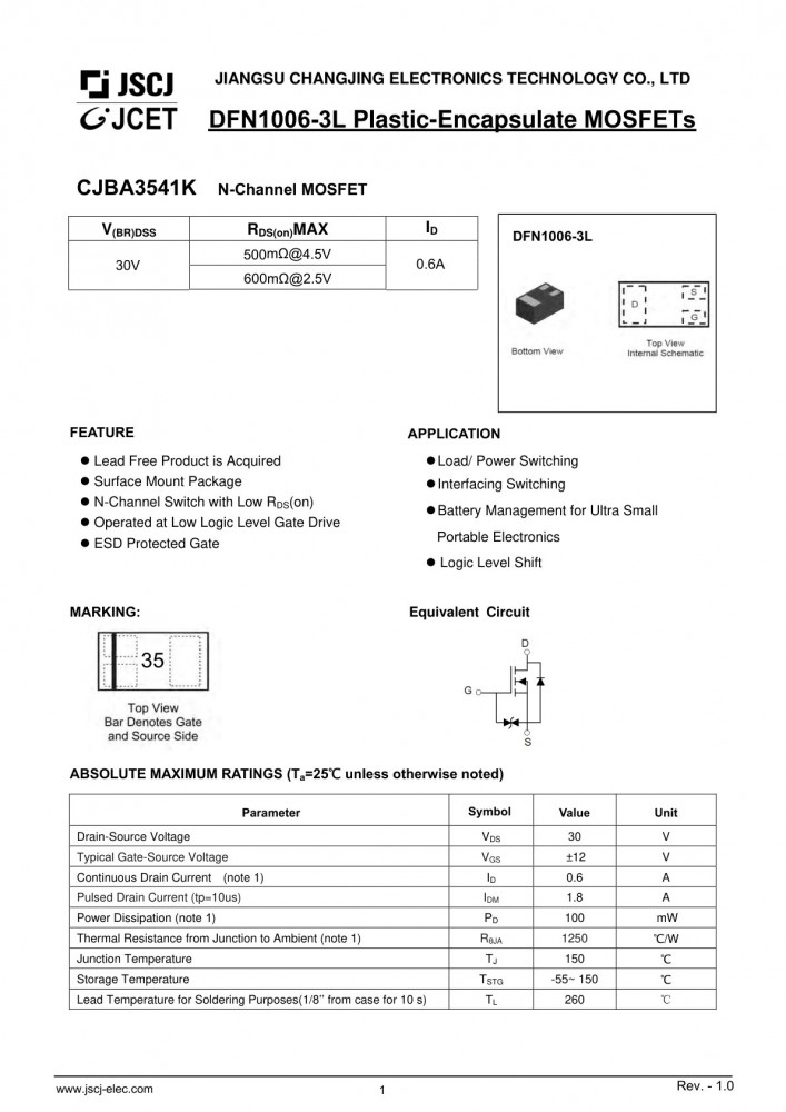 CJBA3541K datasheet page 1