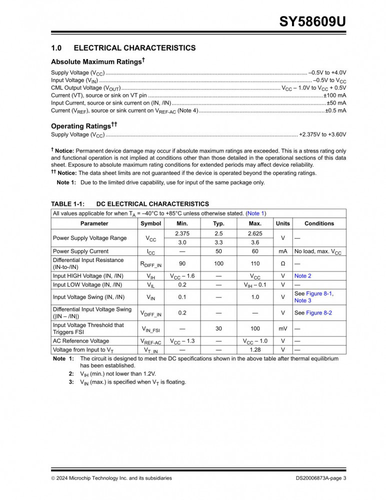 SY58609U datasheet page 3