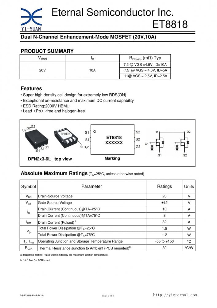ET8818 datasheet page 1