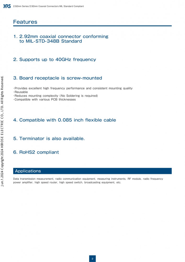 HRS 2.92 mm series document page 2