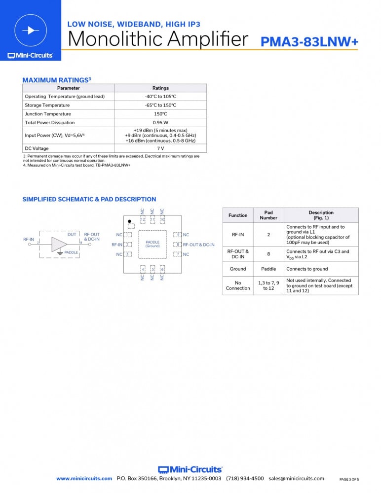 PMA3-83LNW+ datasheet page 3