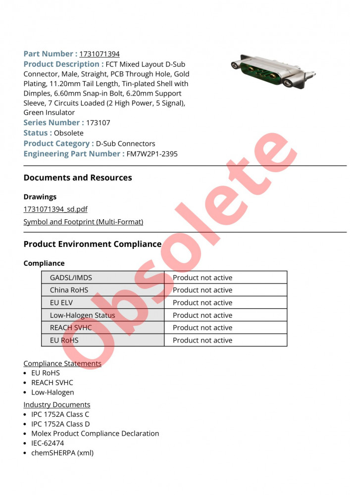 MOLEX 1731071394 product drawing page 1
