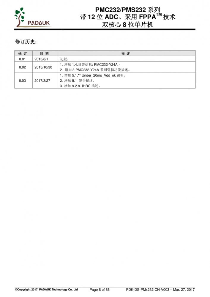 PMC232/PMS232 datasheet page 6
