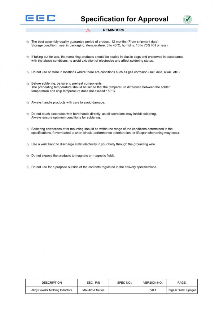 EEC MA0420A specification page 7