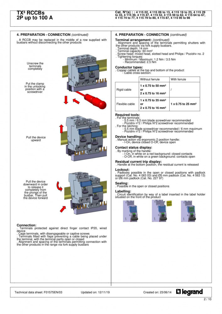 Legrand TX³ RCCB technical document page 2