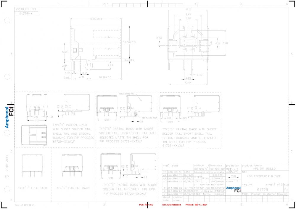 61729-0010TLF drawing sheet 1