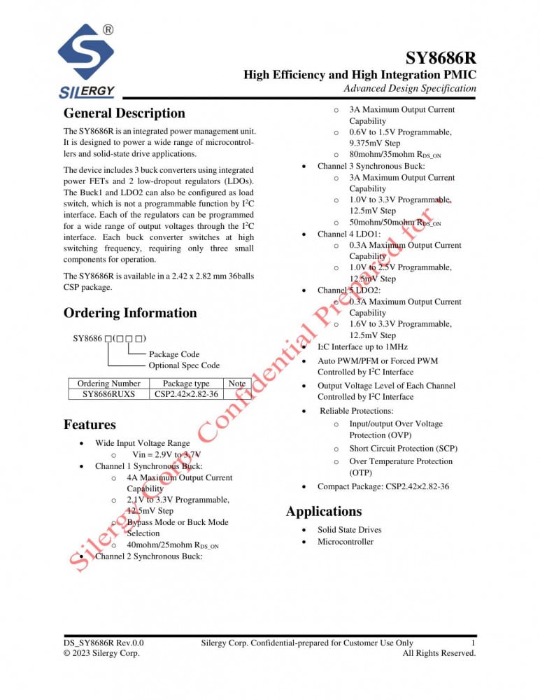 SY8686RUXS datasheet page 1