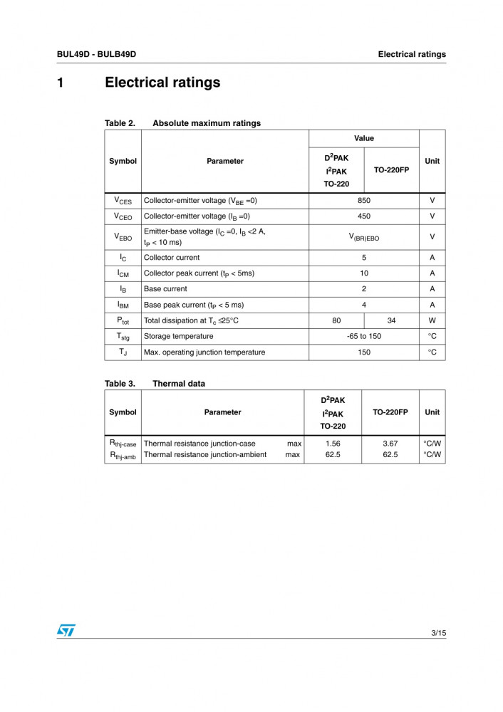 BUL49D datasheet page 3