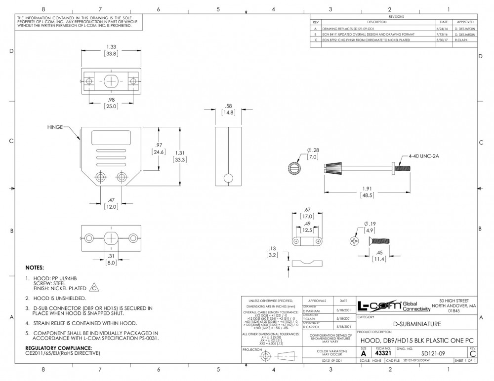 L-com SD121-09 technical drawing preview