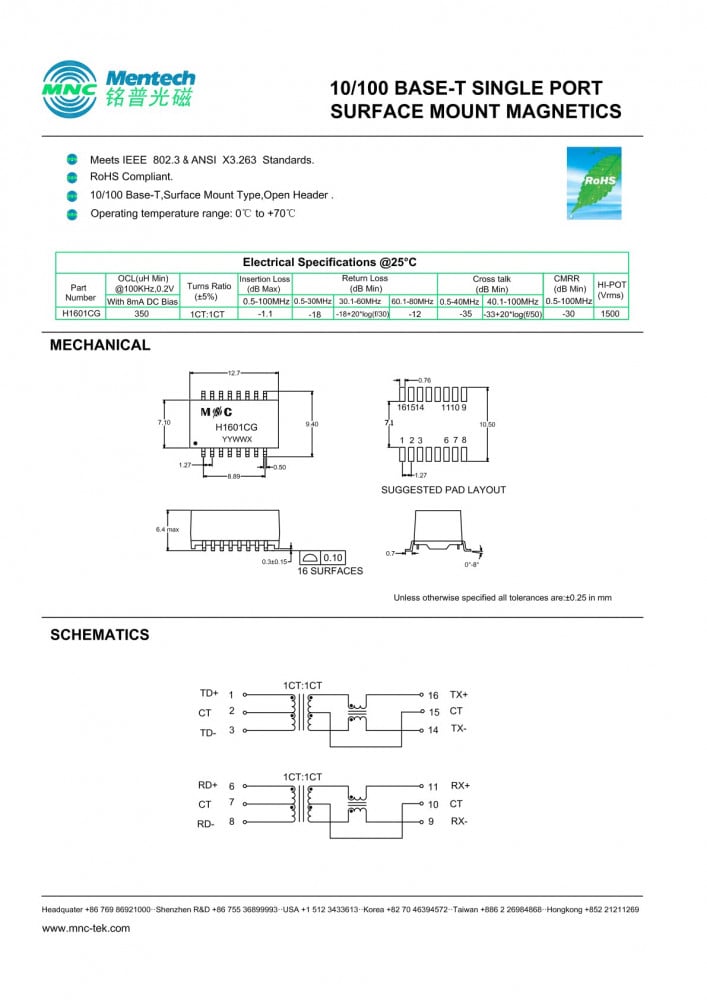 H1601CG technical document page