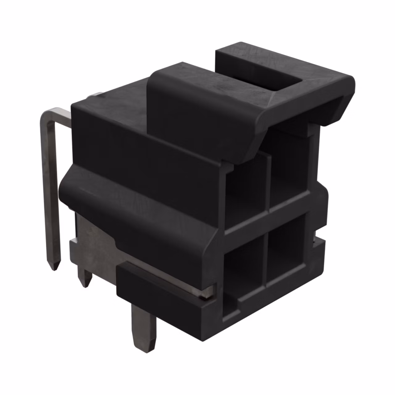 Ultra-Fit Right-Angle Header with Solder Nail, 3.50mm Pitch, Dual Row, 4 Circuits, Matte Tin (Sn) Plating, Black, Glow-Wire Capable, Tray for sale