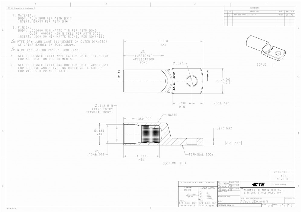 TE Connectivity 2102575-1 controlled drawing preview