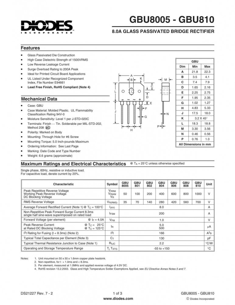 GBU808_HF datasheet page 1
