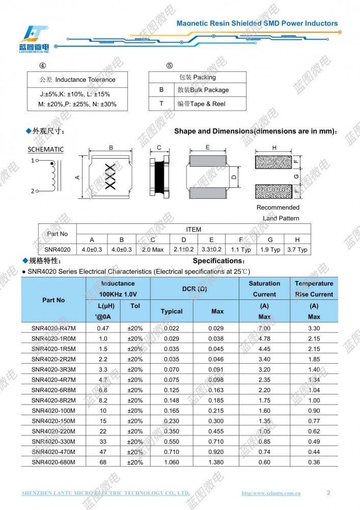 SNR4020 datasheet page 2