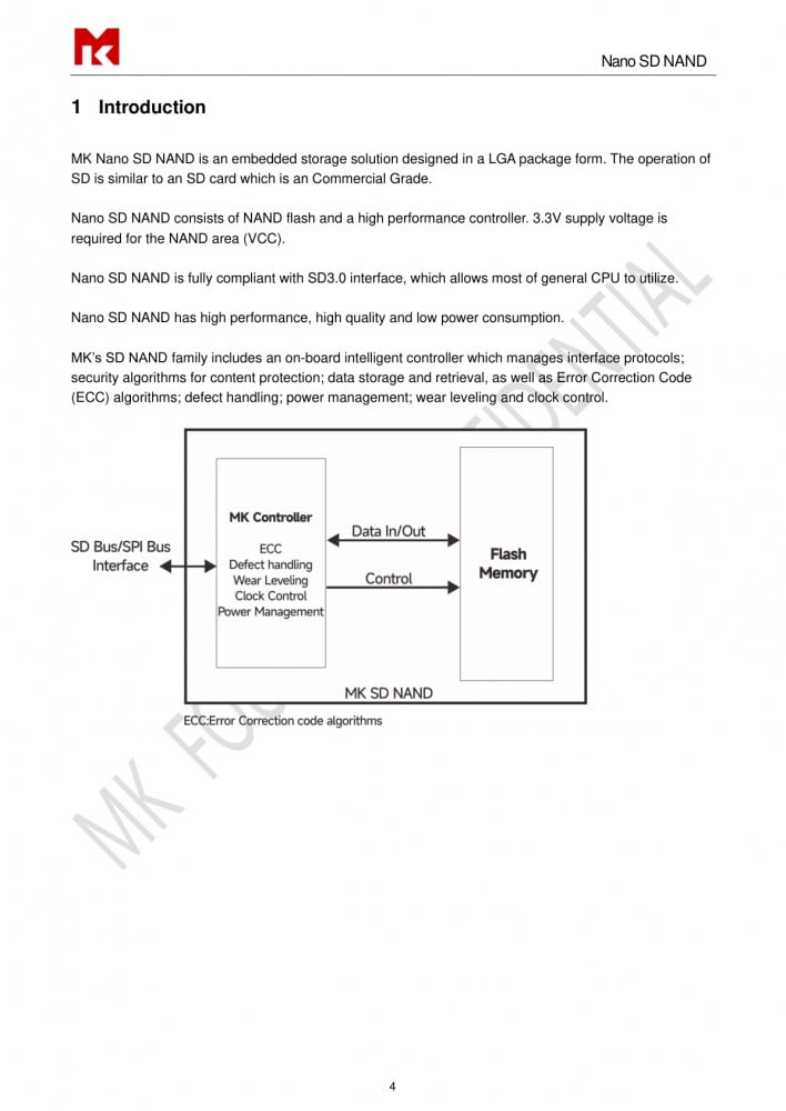 MK SD NAND datasheet page 4
