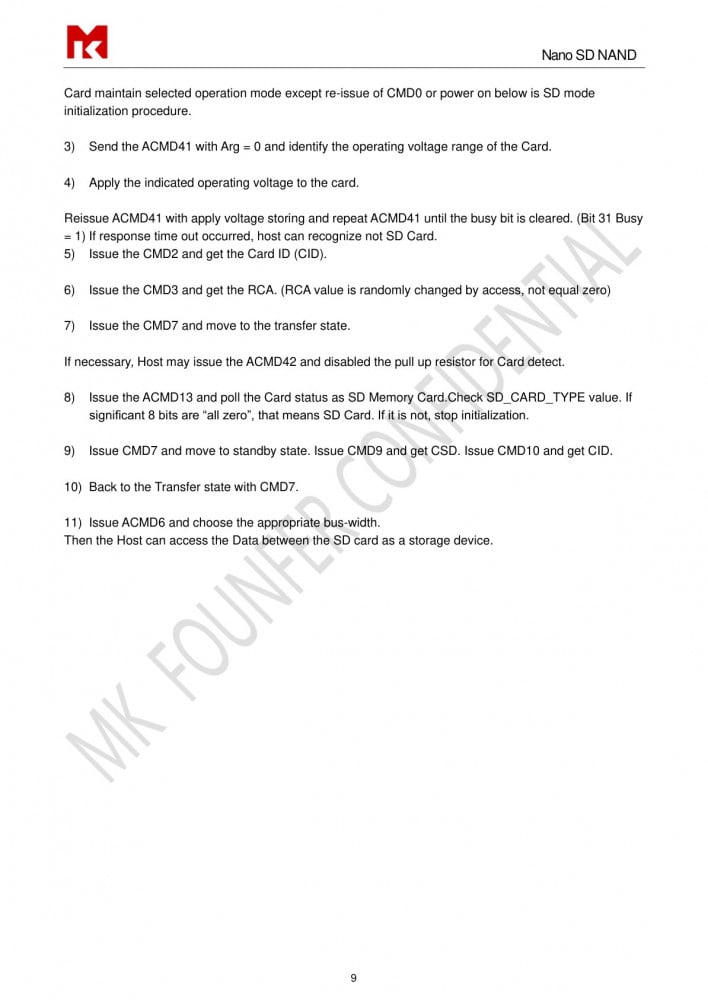 MK SD NAND datasheet page 9