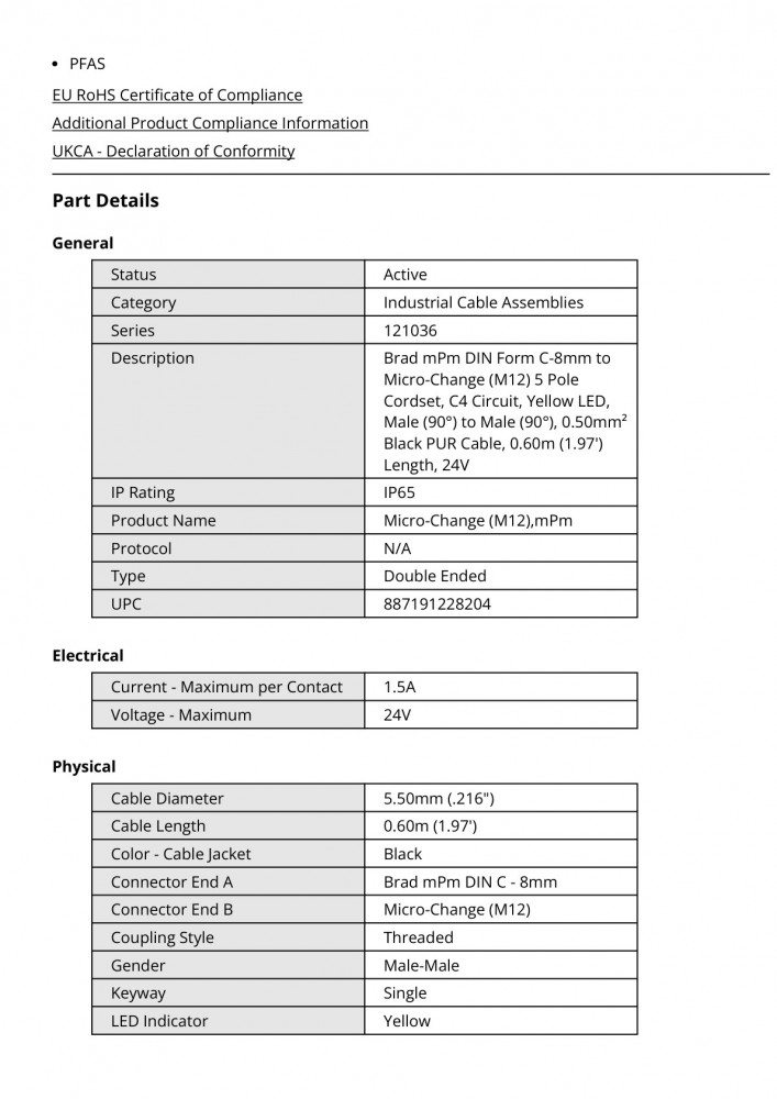 Molex product drawing, page 2