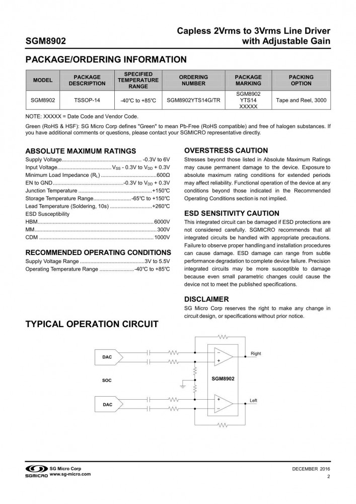 SGM8902 datasheet page 2