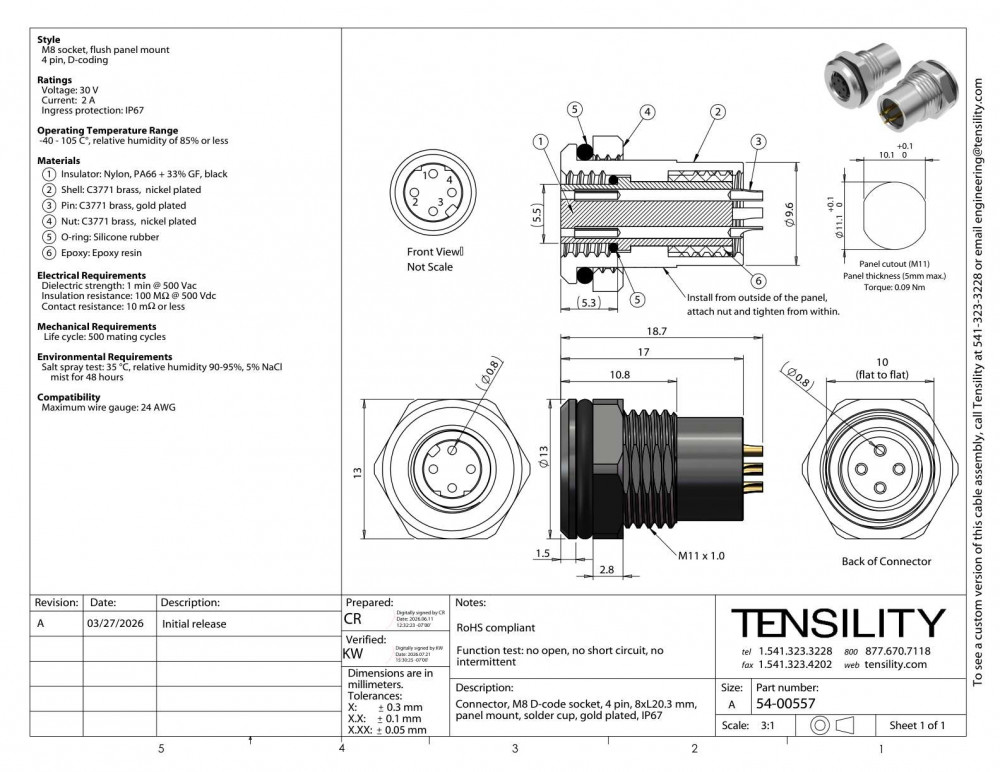 Tensility International 54-00557 product drawing