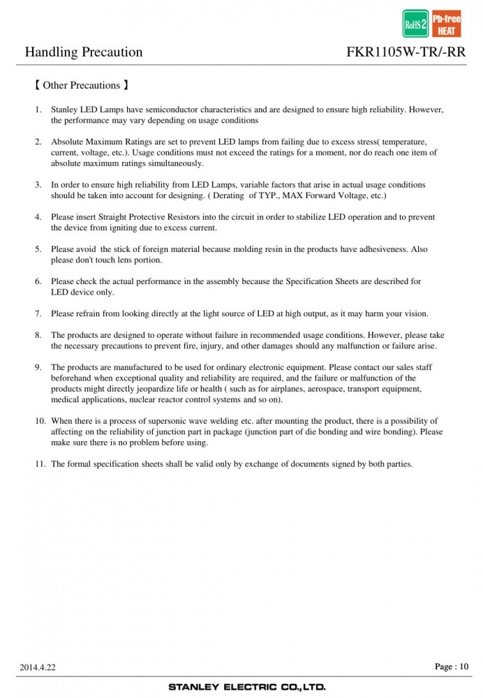 FKR1105W datasheet page 10