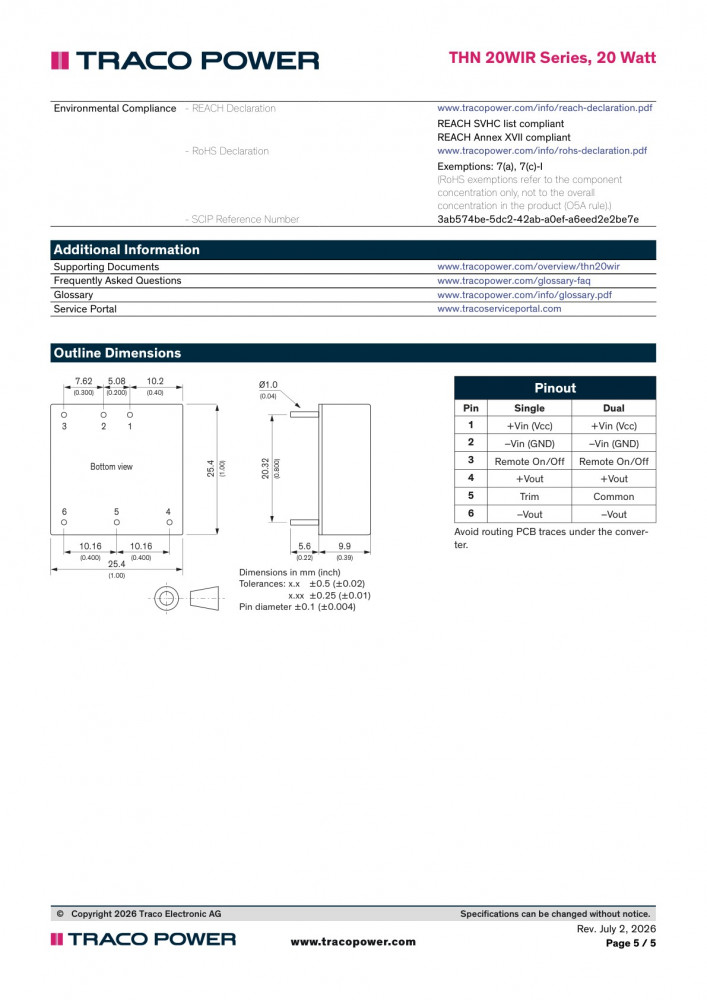 THN 20WIR technical document page 5