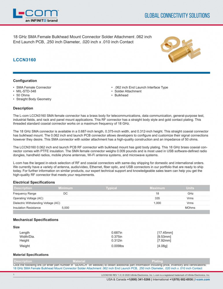 LCCN3160 technical document page 1
