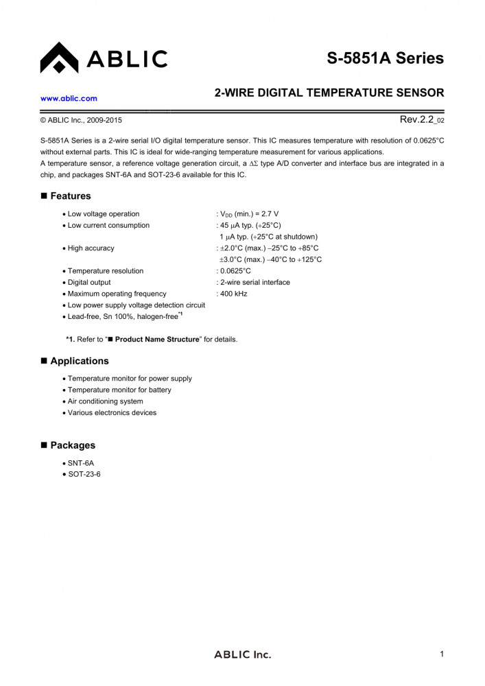 S-5851A datasheet page 1
