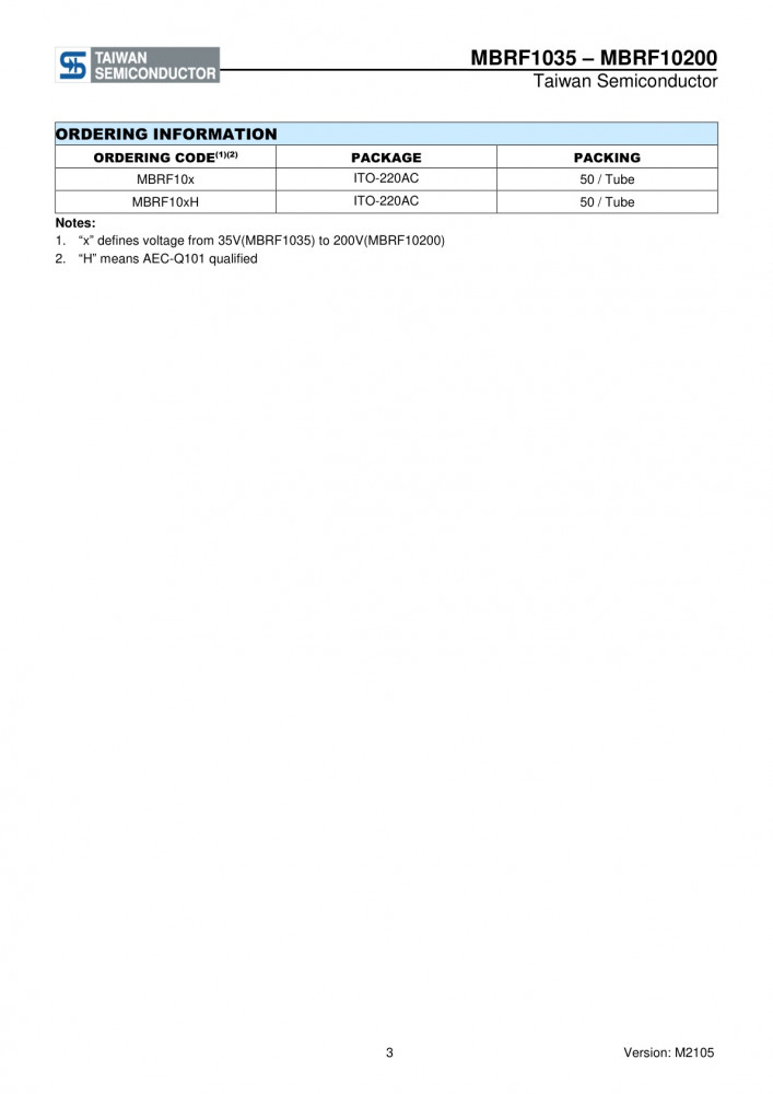MBRF1050 datasheet page 3