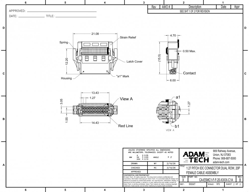 CA-ESMC1-F-F-20-XXXX-C1A product drawing, page 2